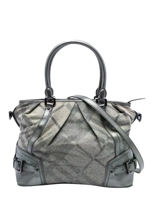 Burberry Glitter Smoke Check Satchel - Silver