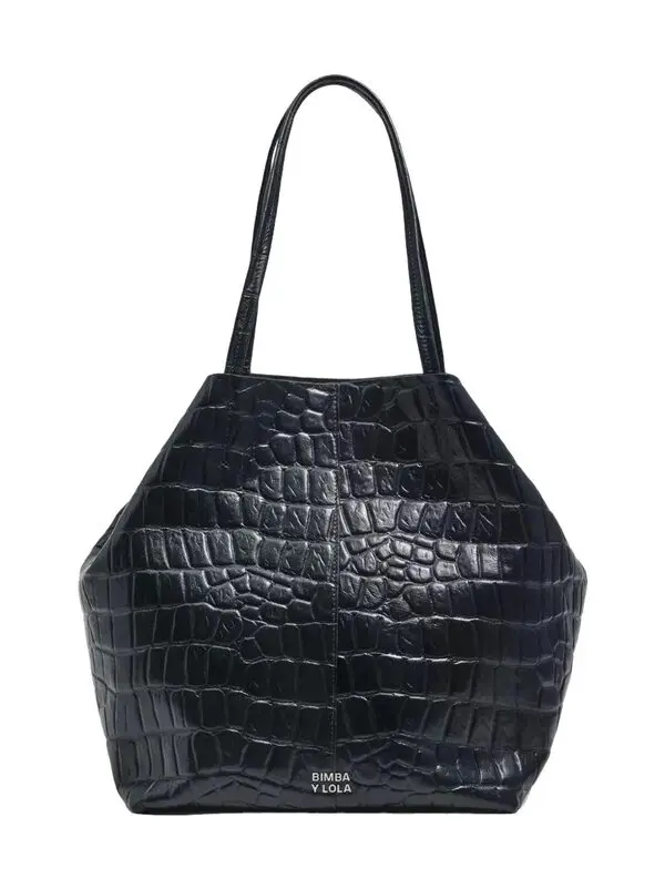 Bimba Y Lola Large Croc-embossed Tote Bag - Blue