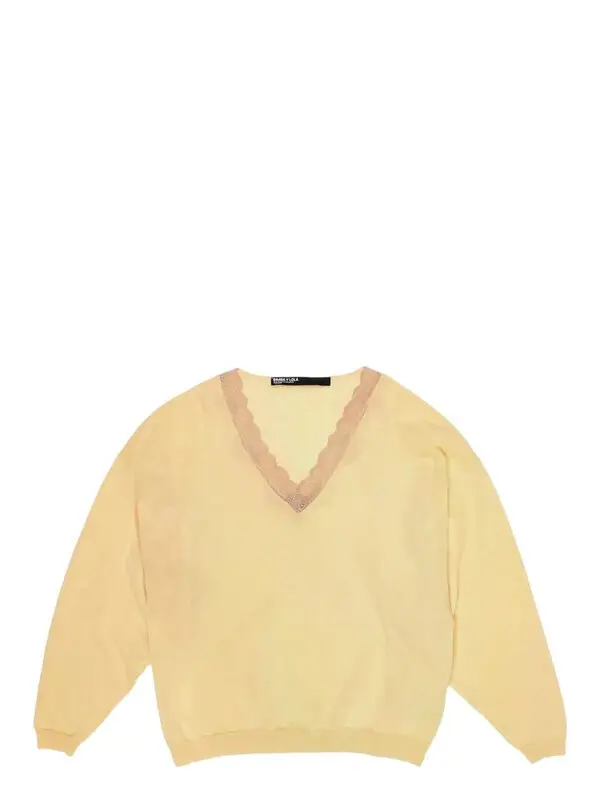 Bimba Y Lola Lace-detail V-neck Top - Yellow