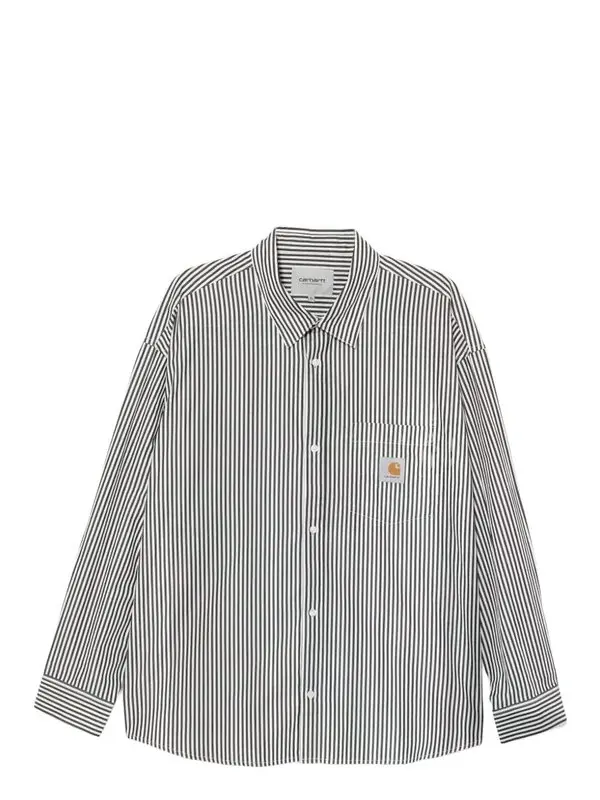 Carhartt Work In Progress L/s Daldry Striped-pattern Chest-pocket Shirt - Black