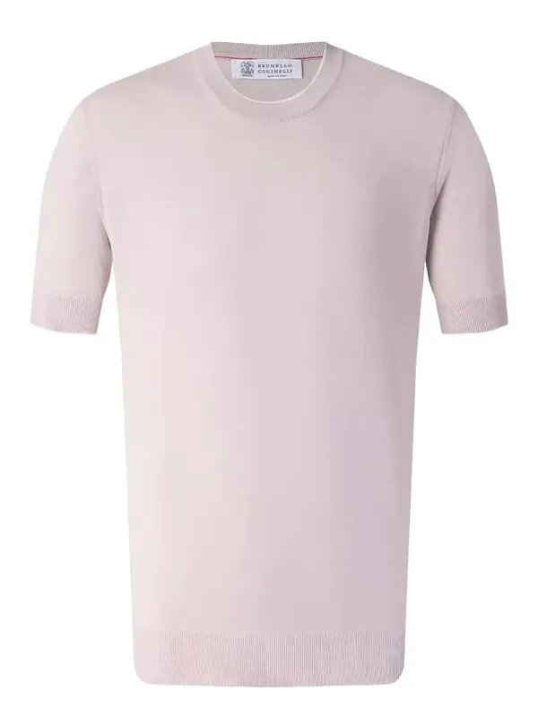 Brunello Cucinelli Contrast Cotton Lightweight Knit T-shirt - Pink
