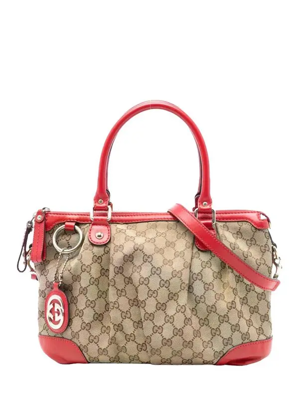 Gucci Diamante Canvas Sukey Satchel - Brown