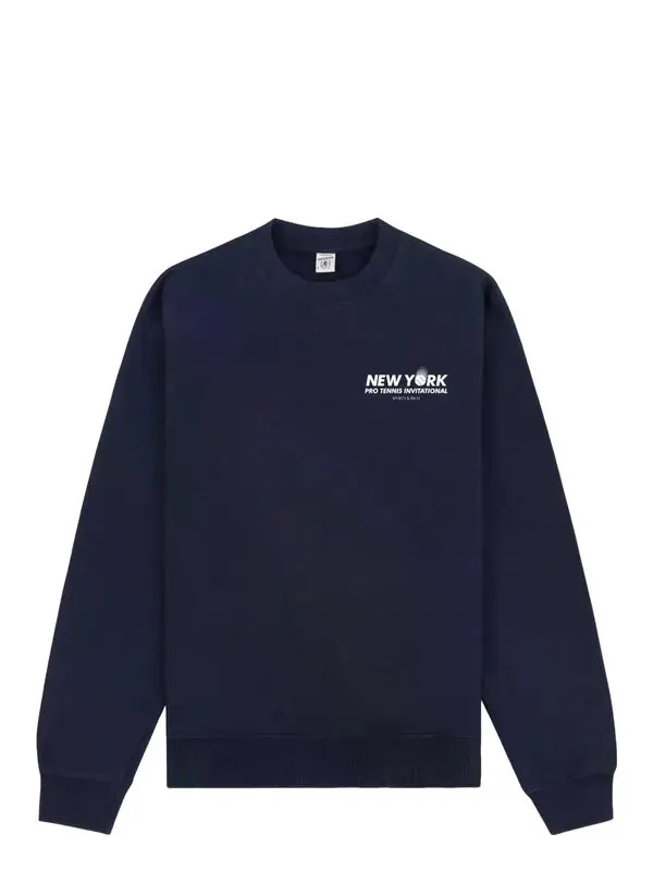 SPORTY & RICH Text-print Crew-neck Sweater - Blue
