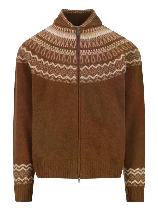 TOD'S Patterned Cardigan - Brown