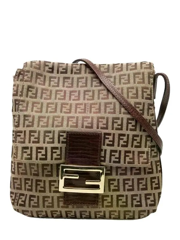 Fendi 2000-2010 Zucchino Canvas Crossbody Bag - Brown