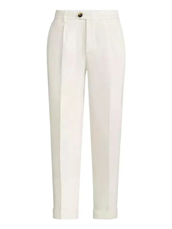 Brunello Cucinelli Garment-dyed Pleat Trousers - White