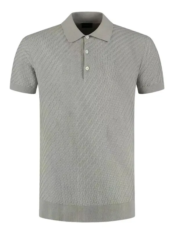 Brioni Short Sleeve Knit Polo Shirt - Grey