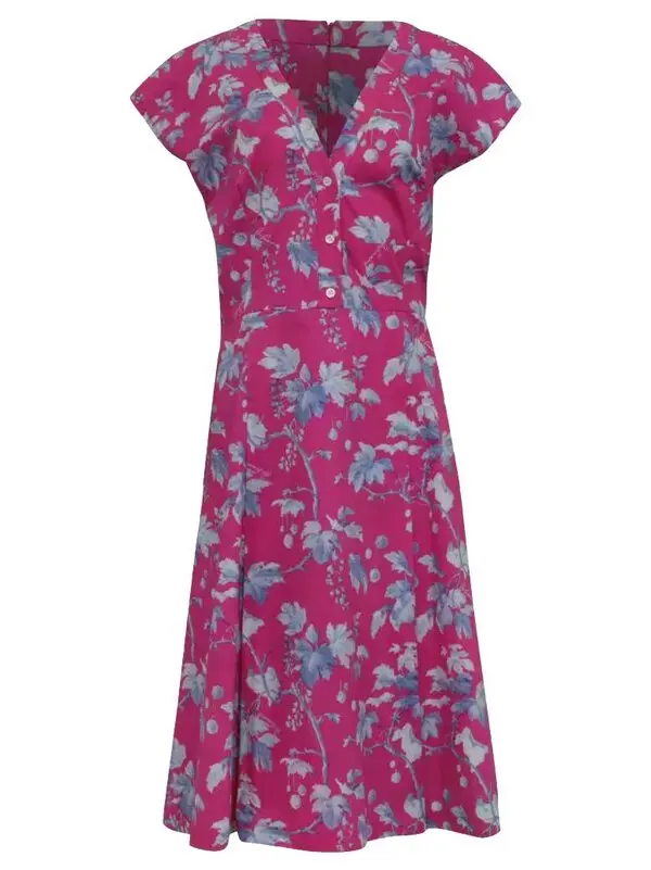 Carolina Herrera Leaf Print Stretch Dress - Pink