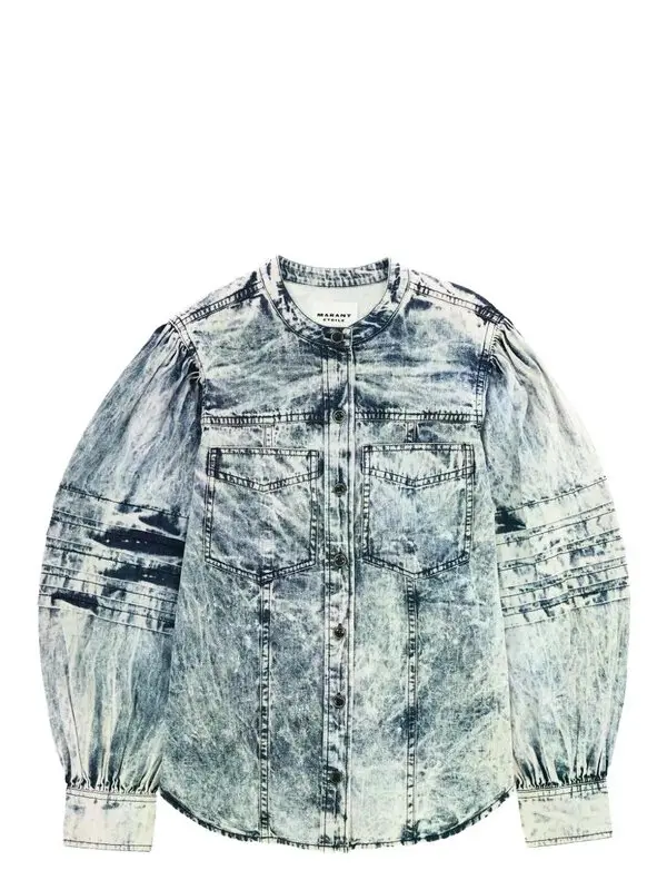 MARANT ETOILE Puff-sleeved Denim Shirt - Blue
