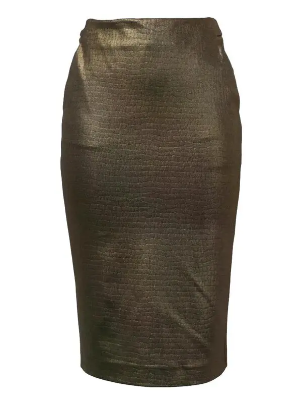 Max Mara Textured Midi Pencil Skirt - Gold