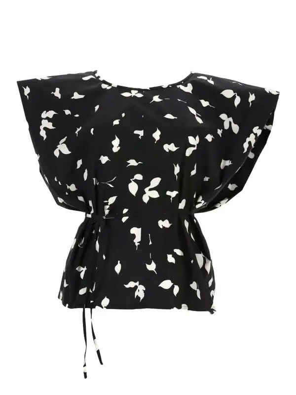 ALYSI Leaf-print Blouse - Black