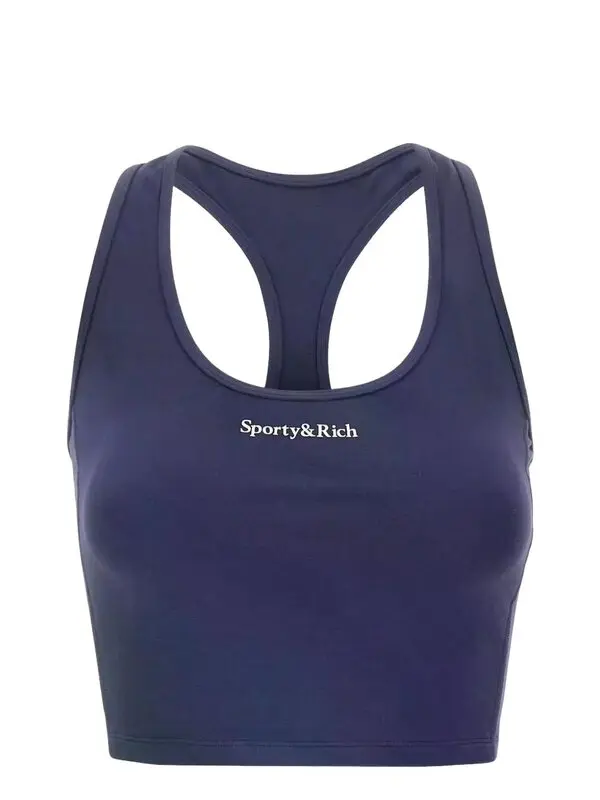 SPORTY & RICH Logo-detail Top - Blue