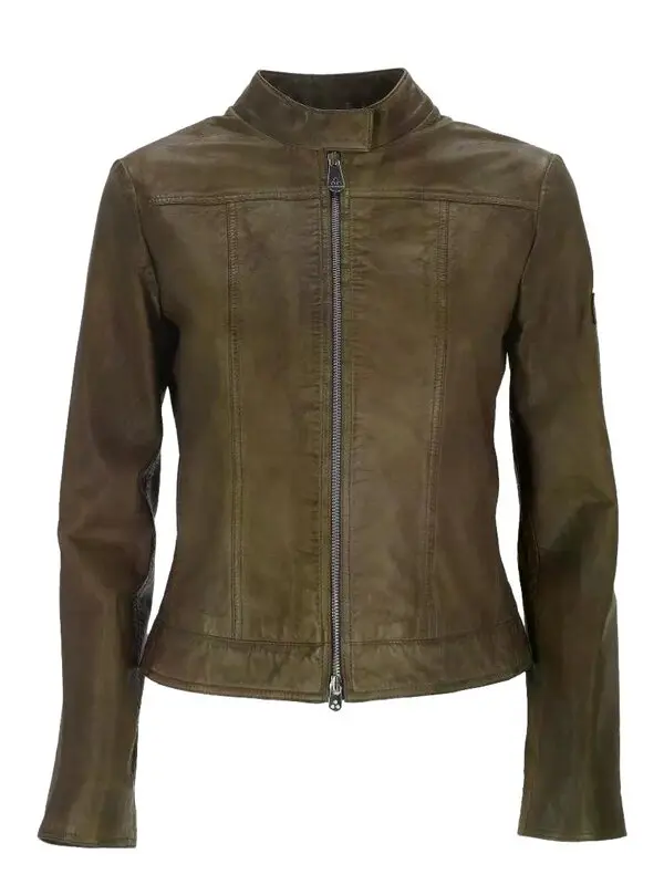Peuterey Leather Zip Jacket - Brown