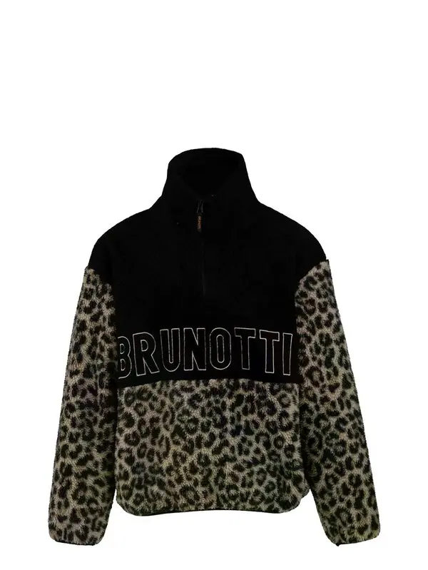 BRUNOTTI Leopard-print Half-zip Sweatshirt - Black