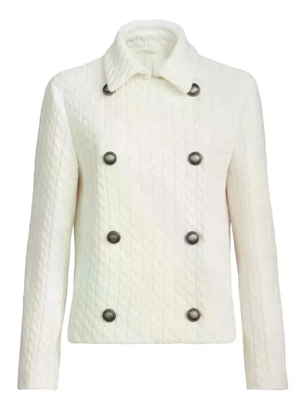 Brunello Cucinelli Cable-knit Buttoned Blazer - White