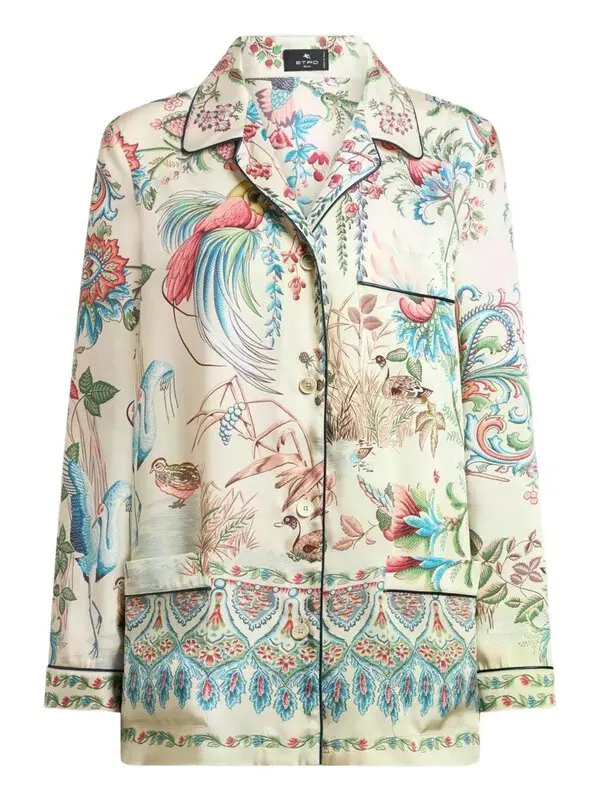 Etro Fauna Flora-print Twill Shirt - Neutrals