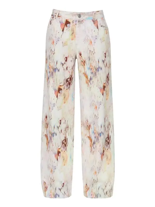 PURPLE BRAND Printed Wide Leg Jeans - Neutrals