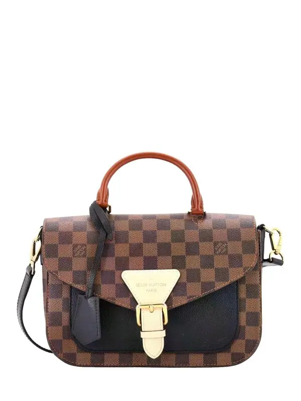 LOUIS VUITTON Beaumarchais Handbag Damier With Leather Shoulder Bag - Black