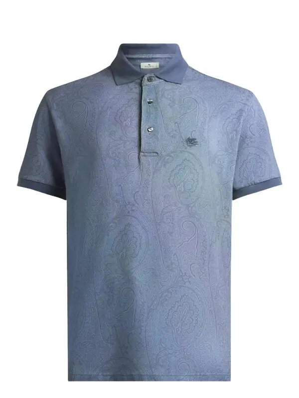 Etro Arnica-motif Cotton Polo Shirt - Blue