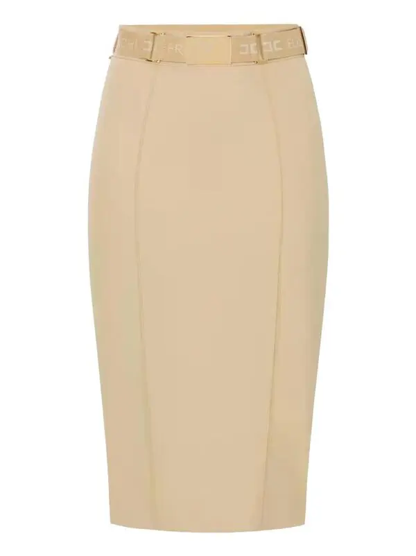 Elisabetta Franchi Ribbed Knit Midi Skirt - Neutrals