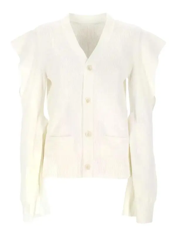 Sacai Ruffled Cardigan - White