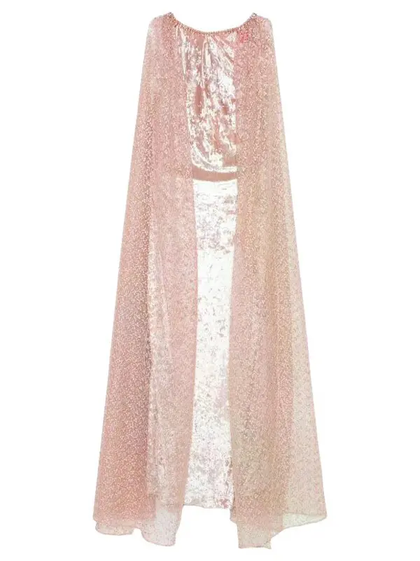 MIAU BY CLARA ROTESCU Velvet-texture Maxi Dress - Pink