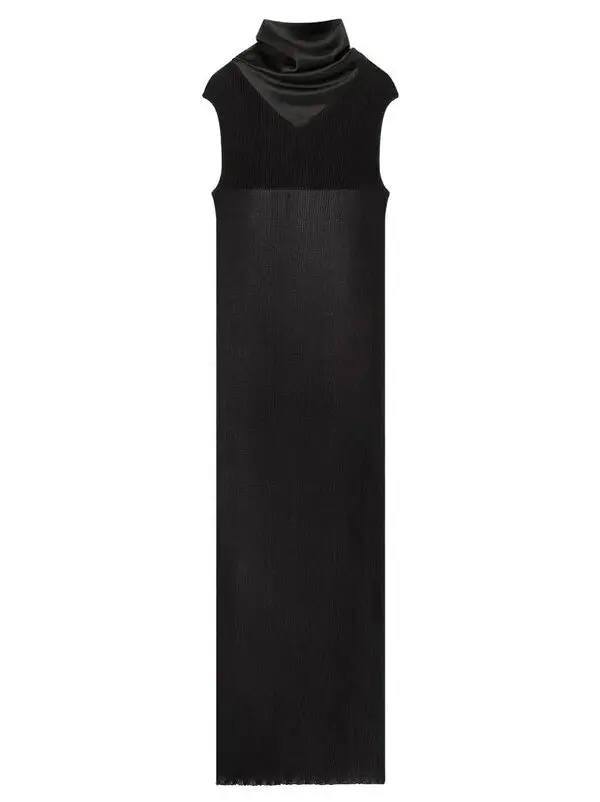 LANVIN Ribbed Scarf-neck Midi Dress - Black