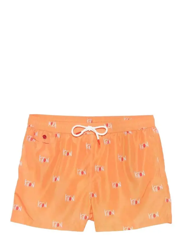Kiton Logo Drawstring Swim Shorts - Orange