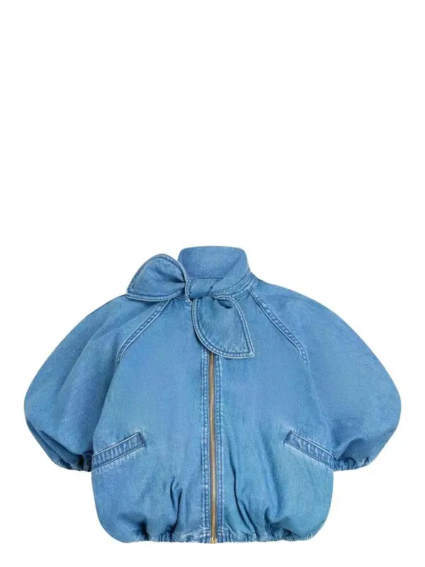 Patou Knot-detail Cropped Jacket - Blue