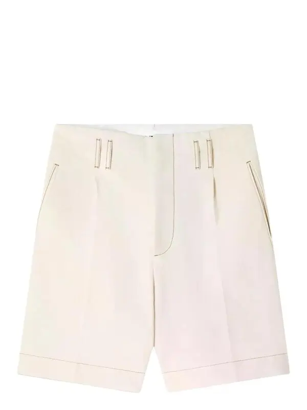 LANVIN Topstitch Cotton Shorts - Neutrals