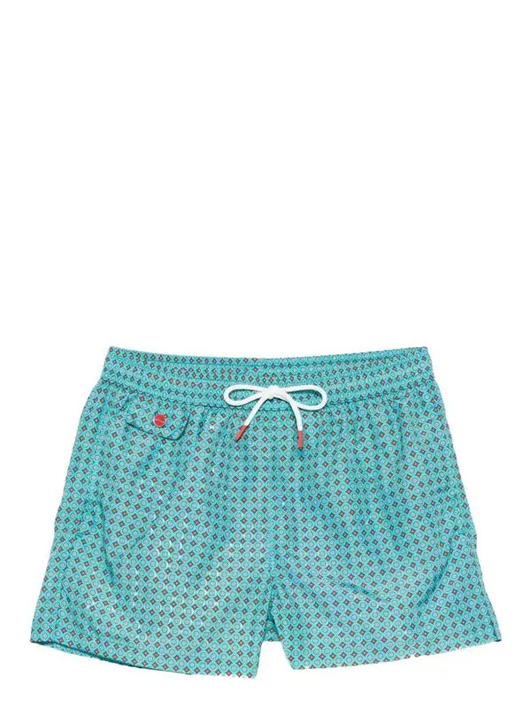Kiton Geometric-print Swim Shorts - Blue