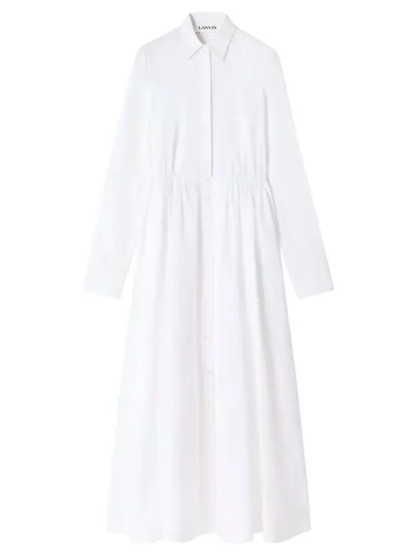 LANVIN Long-sleeve Midi Shirt Dress - White