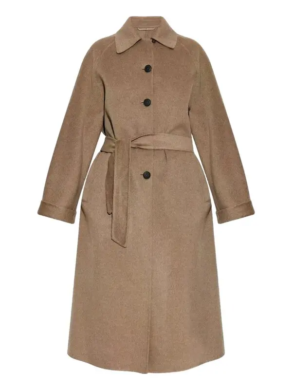 Max Mara Buttoned Belted Coat - Brown
