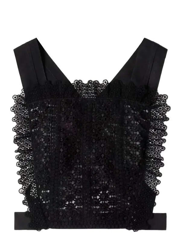 LANVIN Lace-detail Sleeveless Top - Black