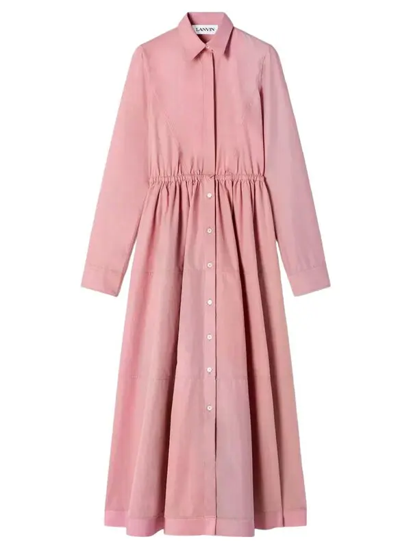 LANVIN Long-sleeve Button Midi Dress - Pink