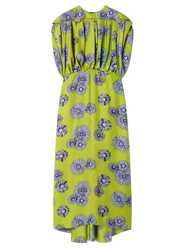 LANVIN Floral-pattern Sleeveless Midi Dress - Green