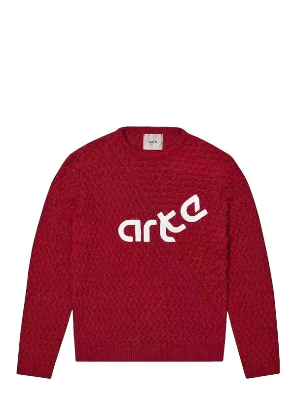 ARTE ANTWERP Logo-detail Cable-knit Sweater - Red