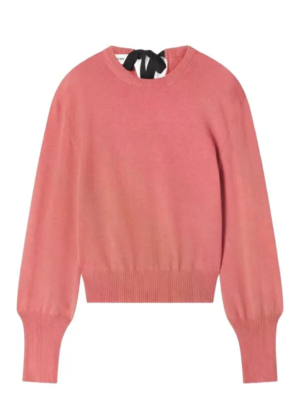 LANVIN Ribbon-detail Crew-neck Sweater - Pink