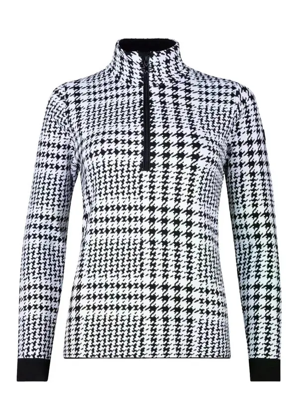 NEWLAND Houndstooth Half-zip Top - White