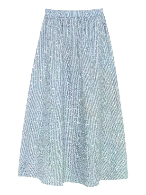 Sandro Striped Embellished Maxi Skirt - Blue