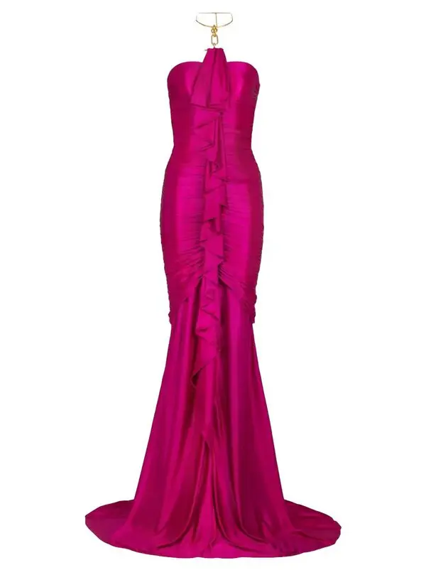 Balmain Draped Strapless Dress - Pink