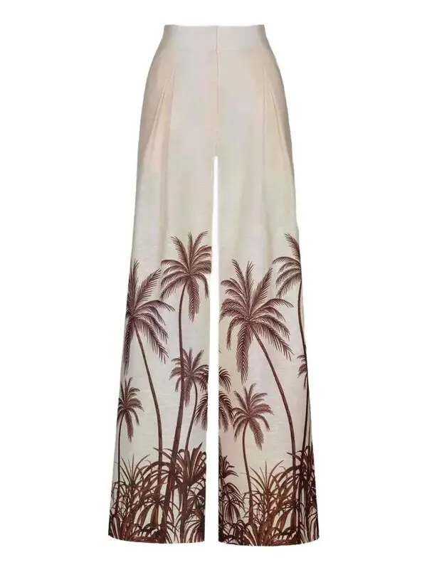 ANDRES OTALORA Palm Print Palazzo Pants - Neutrals