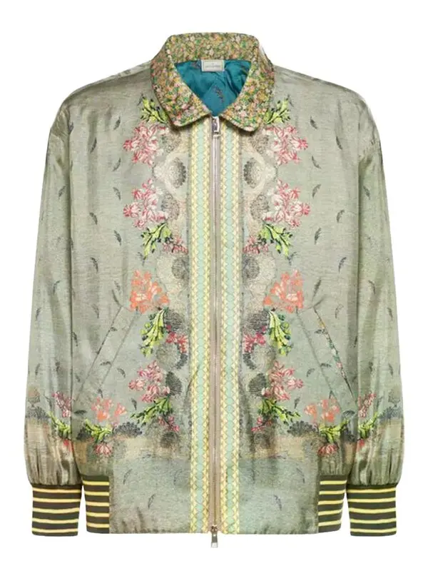 PIERRE-LOUIS MASCIA Floral-pattern Bomber Jacket - Green