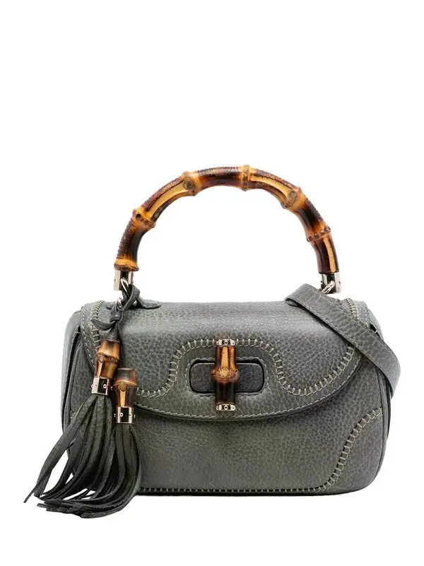 Gucci 2016-2026 Medium Calfskin Bamboo Top Handle Satchel - Grey
