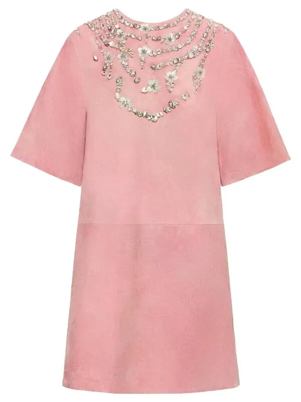 Oscar De La Renta Crystal-embellished Mini Dress - Pink