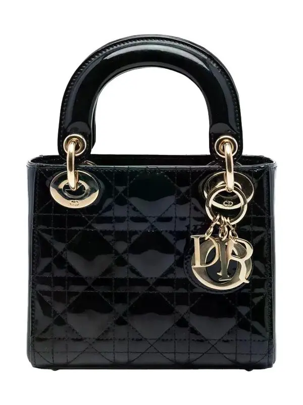 Dior Mini Patent Cannage Lady Satchel - Black