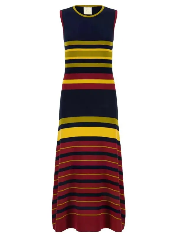 PAULA Striped Back-opening Dress - Black