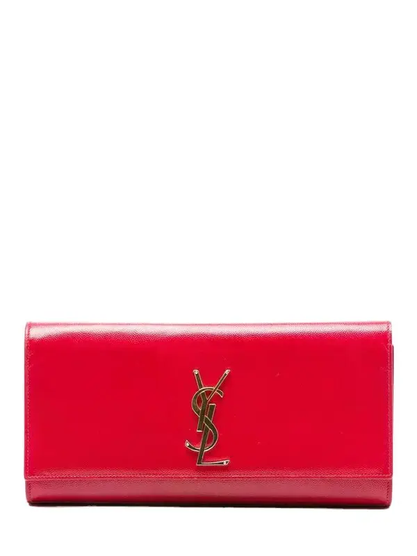 Saint Laurent 2013 Grain De Poudre Monogram Cassandre Clutch - Pink