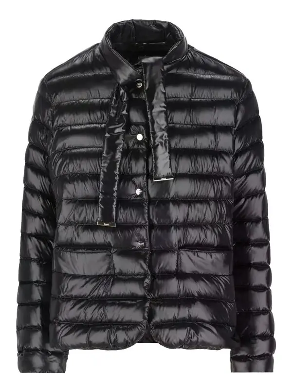 Herno Padded Tie Detailed Coat - Black