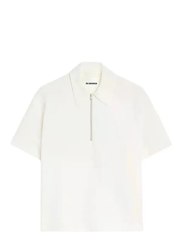 JIL SANDER Embroidered-logo Zip Polo Shirt - Neutrals